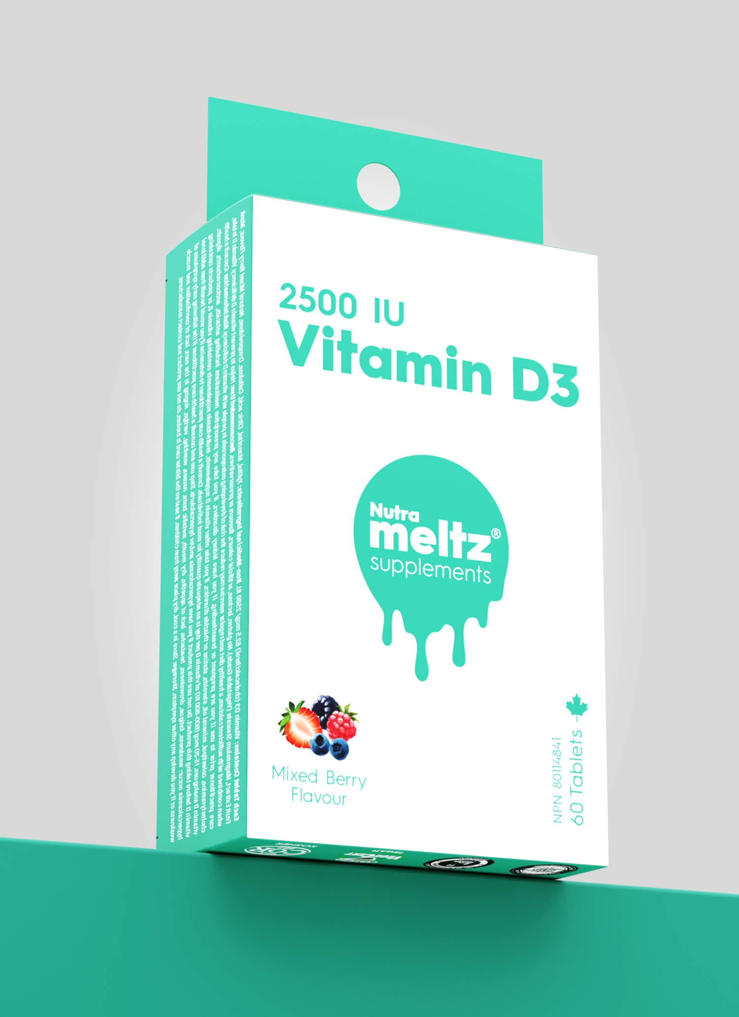VItamin D3 2500 IU - Boost overall wellness - 60 Quick Dissolving tablets - Nutrameltz